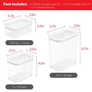 Glad Food Storage Containers Airtight with Lids | Stackable Canisters for Cereal, Pasta, Baking Supplies | Kitchen Pantry Organization | Assorted Sizes, Set of 3, Clear