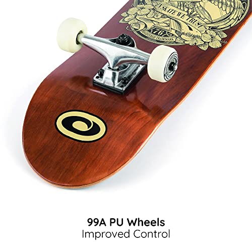 Osprey Skateboards for Beginners | 31 x 8 Inch Adult Skateboard with 7 Layer Canadian Maple Deck, Double Kick Concave Skateboard for Riding and Tricks, Multiple Designs