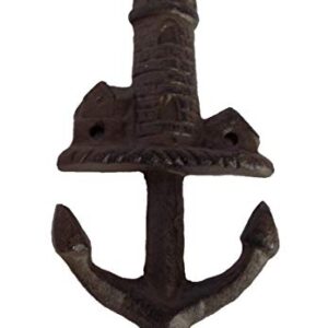 Rustic Heavy Duty Cast Iron Light House Wall Hooks, Set of 2, 5 1/2 Inch