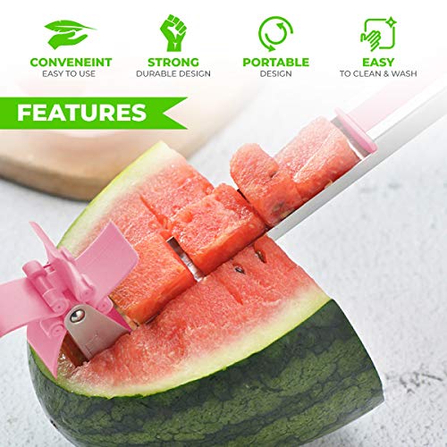 Asaph Home Stainless Steel Watermelon Slicer Watermelon Cutter Fruit Knife Vegetable Tools Kitchen Gadgets Smart Gadgets with Melon Baller Corer Scoop