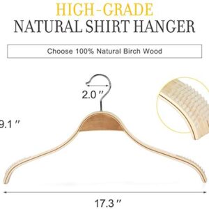 TOPIA HANGER Slim Natural Wood Hangers with Extra Soft Non-Slip Rubber Grips, 18-Pack High-Grade Fashion Hanger No Shoulder Bump for Sweater, Camisole, Jacket, Dress, Coat -CT16N