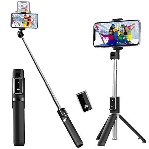 Selfie Stick Tripod, Extendable Selfie Stick with Detachable Wireless Remote and Tripod Stand Selfie Stick for iPhone pro/11/11 pro/X/8/7/6s/6,Samsung Galaxy S10/S9/S8/S7/Note 9/8,Huawei and More