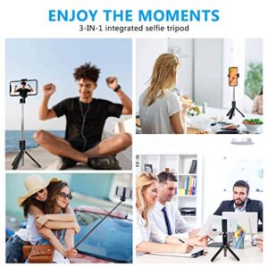 Selfie Stick Tripod, Extendable Selfie Stick with Detachable Wireless Remote and Tripod Stand Selfie Stick for iPhone pro/11/11 pro/X/8/7/6s/6,Samsung Galaxy S10/S9/S8/S7/Note 9/8,Huawei and More