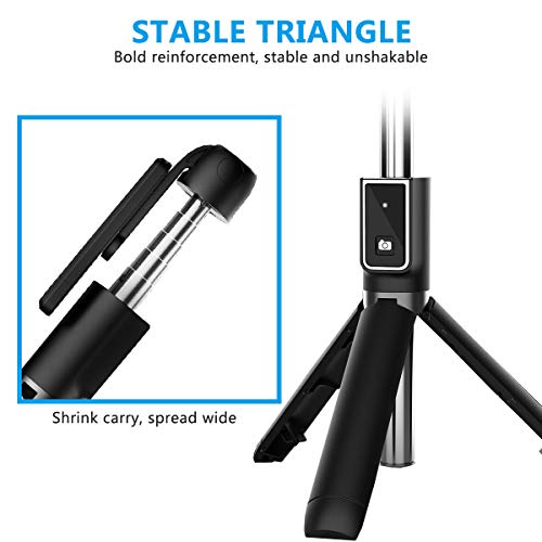 Selfie Stick Tripod, Extendable Selfie Stick with Detachable Wireless Remote and Tripod Stand Selfie Stick for iPhone pro/11/11 pro/X/8/7/6s/6,Samsung Galaxy S10/S9/S8/S7/Note 9/8,Huawei and More