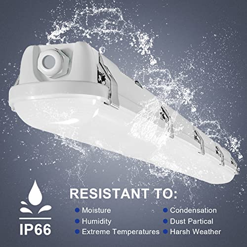 4FT LED Vapor Tight Light 40W/50W/60W Power Selectable,3CCT 3000k-4000k-5000k 5200LM Industrial Vapor Proof Parking Garage Light Fixture, Waterproof Shop Light for Cold Storage Warehouse (6 PACK)