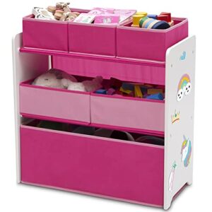 Delta Children Design and Store 6 Bin Toy Organizer, White/Pink