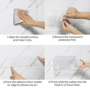 Ettori Shower Caddy Shower Organizer Wall Mounted Adhesive Shower Storage for Kitchen and Bathroom- Transparent Plastic