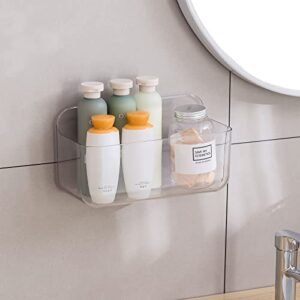 Ettori Shower Caddy Shower Organizer Wall Mounted Adhesive Shower Storage for Kitchen and Bathroom- Transparent Plastic