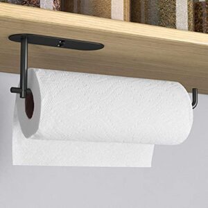 VAEHOLD Self Adhesive Paper Towel Holder Under Cabinet Mount, Wall Mounted Paper Towel Roll Holder for Kitchen, Bathroom, Wall - SUS304 Stainless Steel (Black)