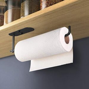 VAEHOLD Self Adhesive Paper Towel Holder Under Cabinet Mount, Wall Mounted Paper Towel Roll Holder for Kitchen, Bathroom, Wall - SUS304 Stainless Steel (Black)