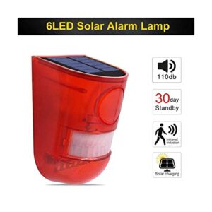 CAROCK Solar Powered Sound Strobe Alarm Flashing Sensor Light Lamp Motion Detector 110 db Loud Siren for Garden Home Villa Farm Hacienda Apartment Outdoor Yard (Waterproof)