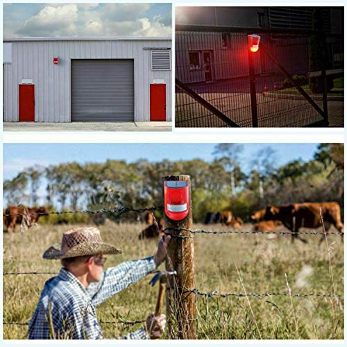 CAROCK Solar Powered Sound Strobe Alarm Flashing Sensor Light Lamp Motion Detector 110 db Loud Siren for Garden Home Villa Farm Hacienda Apartment Outdoor Yard (Waterproof)