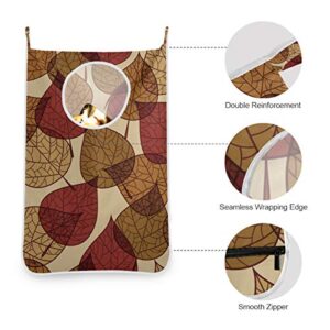 hengpai Kids Cute Hanging Laundry Hamper Bag Dirty Clothes Bag Basket Fabric Wash Bag with Door Wall Hooks,Lovely Hand Drawn Autumn Leaves