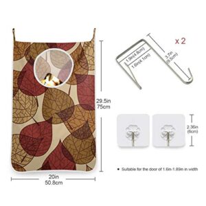 hengpai Kids Cute Hanging Laundry Hamper Bag Dirty Clothes Bag Basket Fabric Wash Bag with Door Wall Hooks,Lovely Hand Drawn Autumn Leaves