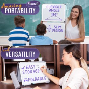 Small Dry Erase White Board – Magnetic Desktop Whiteboard - 16x12 inch 4 Sides Portable Whiteboard for Kids - Tabletop Mini Easel with Cover Bag for Office Desk, Students, Teachers