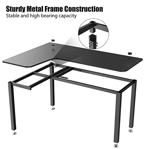 It's_Organized L Shaped Computer Desk, 60 Inch Corner Gaming Desk, Study Writing Desk, Modern Gaming Table Workstation with Large Mouse Pad, Sturdy Metal Frame, Easy to Assemble, Left Side Black