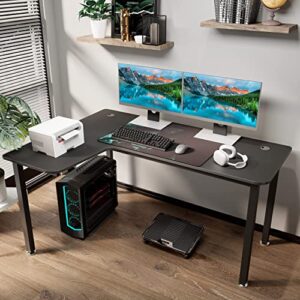 It's_Organized L Shaped Computer Desk, 60 Inch Corner Gaming Desk, Study Writing Desk, Modern Gaming Table Workstation with Large Mouse Pad, Sturdy Metal Frame, Easy to Assemble, Left Side Black