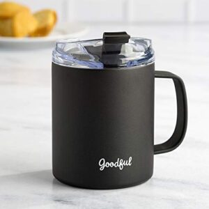 Goodful Travel Mug, Stainless Steel Insulated, Double Wall Vacuum Sealed Coffee Cup with Leak Proof Lid, 14 Ounce, Gray