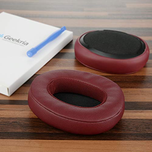 Geekria QuickFit Replacement Ear Pads for Skullcandy Crusher Wireless Crusher Evo Crusher ANC Hesh 3 Headphones Ear Cushions, Headset Earpads, Ear Cups Repair Parts (Deep Red)