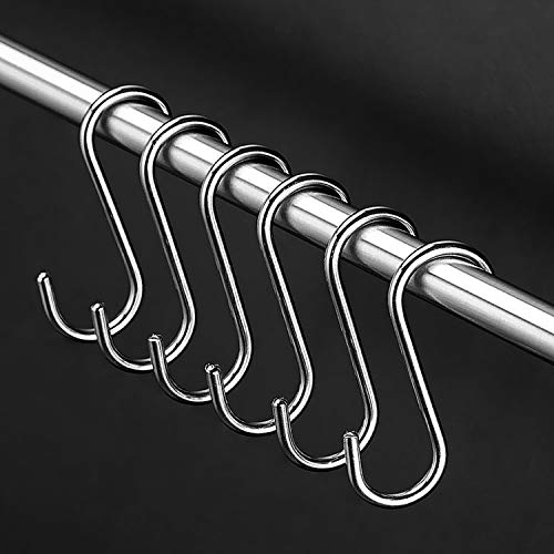 100 Pack 2.75 Inch S Hooks Stainless Steel S Shaped Hooks Heavy Duty S Hooks for Hanging Pans and Pots, Coffee Cups, Clothes, Plant, Silver