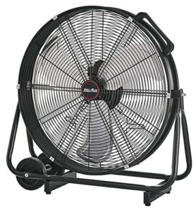 xtremepowerus 24" industrial fan high-velocity flow floor fan rolling drum shop fan garage adjustable speed with wheel, black