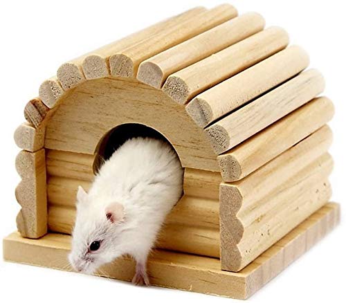 Hamster Wood Ladder Swing Seesaw Toy for Cage Excise Gift Small Pet Dwarf Rat Mouse Gerbil Chinchilla Guinea Pig (House 1 Pack)