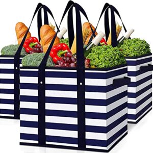 WISELIFE 3 Pack Reusable Grocery Bags Large Shopping Bags, Water Resistant Grocery Tote Bag Collapsible Heavy Duty Tote Bags for Shopping Picnic