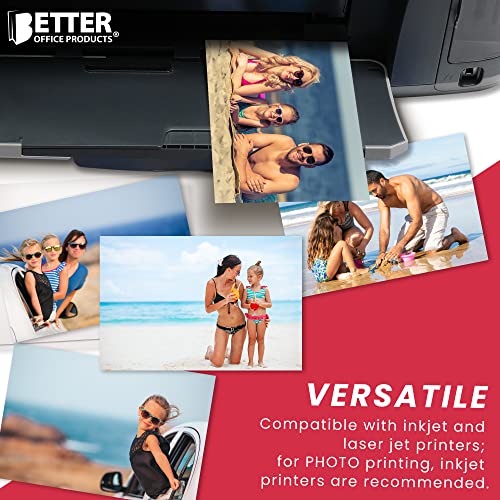 Premium Glossy Photo Paper, 4 x 6 inch, 400 Sheets, 200 gsm, Better Office Products, 4 x 6, 400-Count Pack