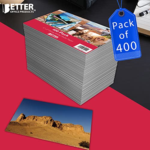 Premium Glossy Photo Paper, 4 x 6 inch, 400 Sheets, 200 gsm, Better Office Products, 4 x 6, 400-Count Pack