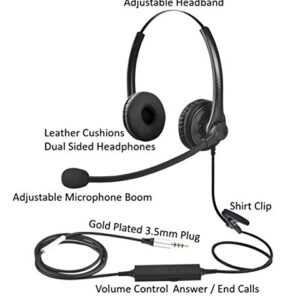 3.5mm Headset + 2.5mm + USB Adapter Headset Microphone for Business Skype Work from Home Call Center Office Video Conference Computer Laptop PC VOIP Softphone Telephone Noise Cancellation Headphone