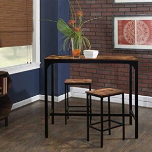 VEIKOU 47'' Bar Height Table Industrial Dining Table, Counter Height Bar Table with Adjustable Legs, Tall Pub Table with Metal Frame, Rustic Brown