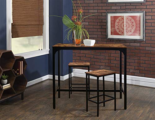 VEIKOU 47'' Bar Height Table Industrial Dining Table, Counter Height Bar Table with Adjustable Legs, Tall Pub Table with Metal Frame, Rustic Brown