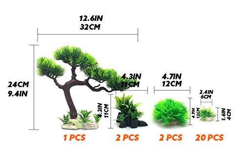 Artificial Aquarium Green Water Plants Tree Set 25 Pcs, Fish Tank Aquarium Decorations, Made of Soft Plastic, Safe for All Fish & Pets (Set 1)