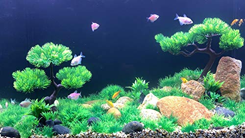 Artificial Aquarium Green Water Plants Tree Set 25 Pcs, Fish Tank Aquarium Decorations, Made of Soft Plastic, Safe for All Fish & Pets (Set 1)