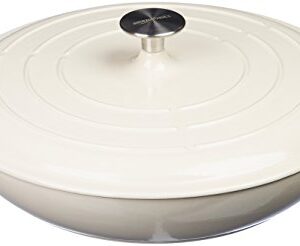 Amazon Basics Enameled Cast Iron Covered Dutch Oven, 6-Quart, White & Enameled Cast Iron Covered Casserole Skillet, 3.3-Quart, White