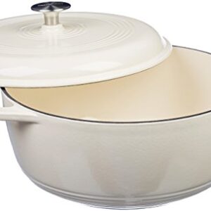 Amazon Basics Enameled Cast Iron Covered Dutch Oven, 6-Quart, White & Enameled Cast Iron Covered Casserole Skillet, 3.3-Quart, White