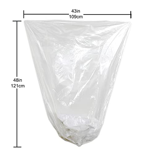 TYPLASTICS 45-48 Gallon Clear Trash Can Liners - 43" x 48" - HD Garbage Bags - Case of 200