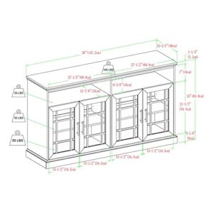 Walker Edison Classic Glass Door Universal TV Stand for TV's up to 64" Flat Screen Living Room Storage Cabinet Doors and Shelves Entertainment Center, 58 Inch, White Oak