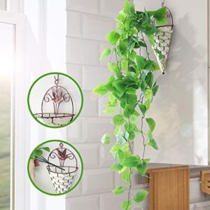 Mocoosy 2 Pack Artificial Hanging Plants with Baskets, 3.28ft Fake Hanging Ivy Vine Leaves Faux Draping Plants Greenery for Wall Home Room Office Indoor Outdoor Decorations