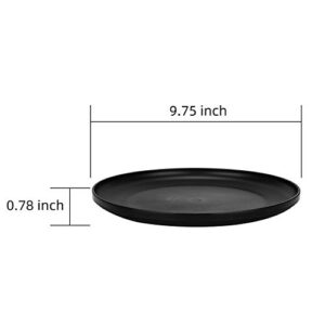 9.75-inch Black Plastic Dinner Plates, Set of 8, Microwave/Dishwasher Safe, BPA Free (8, Black)