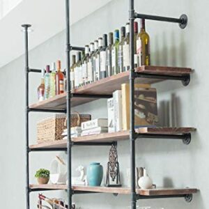 BIXIRAO Industrial Wall Mounted Iron Floating Pipe Shelves/Shelving/Racks/Storage/Bookcases/Brackets, DIY Open Bookshelves/Shelving for Kitchen/Office, Retro Black (5-Tier Shelf Brackets-B)