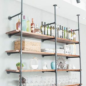 BIXIRAO Industrial Wall Mounted Iron Floating Pipe Shelves/Shelving/Racks/Storage/Bookcases/Brackets, DIY Open Bookshelves/Shelving for Kitchen/Office, Retro Black (5-Tier Shelf Brackets-B)