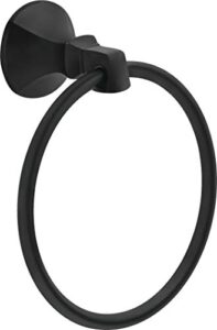 delta faucet 76446-bl ashlyn wall mounted towel ring in matte black