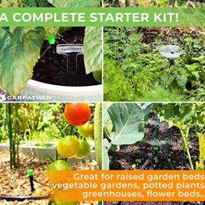 CARPATHEN Drip Irrigation Kit - Adjustable Premium Garden Watering System for Raised Garden Bed, Yard, Lawn or Indoor - Complete Irrigation System with Drip Emitters, 1/4 Tubing and Drip Connectors