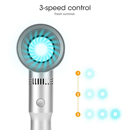 Bladeless Mini Handheld Fan,Portable USB Rechargeable Fan, 2 in 1 Function Detachable Mobile Phone Stand,Use Time 10 Hours,for Home Outdoor Office Bedroom(sliver)