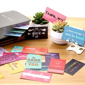 100 Motivational cards with inspirational quotes - encouragement and kindness cards shows gratitude and appreciation. Affirmation cards set contains 100 uniquely designed mini note cards