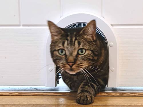 CATHOLE Plastic Cat Door ECO Model - Original Interior Cat Door, Installs Easily, Removable Grooming Brush