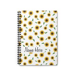 personalized sunflower pattern spiral notebook - custom notebook for for kid, teens, girls, women, kids gifts