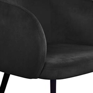 Meridian Furniture Louise Collection Modern | Contemporary Velvet Upholstered Dining Chair with Gold Tipped, Black Metal Legs, 24" W x 23.5" D x 30" H