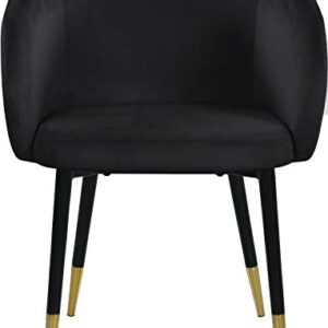 Meridian Furniture Louise Collection Modern | Contemporary Velvet Upholstered Dining Chair with Gold Tipped, Black Metal Legs, 24" W x 23.5" D x 30" H